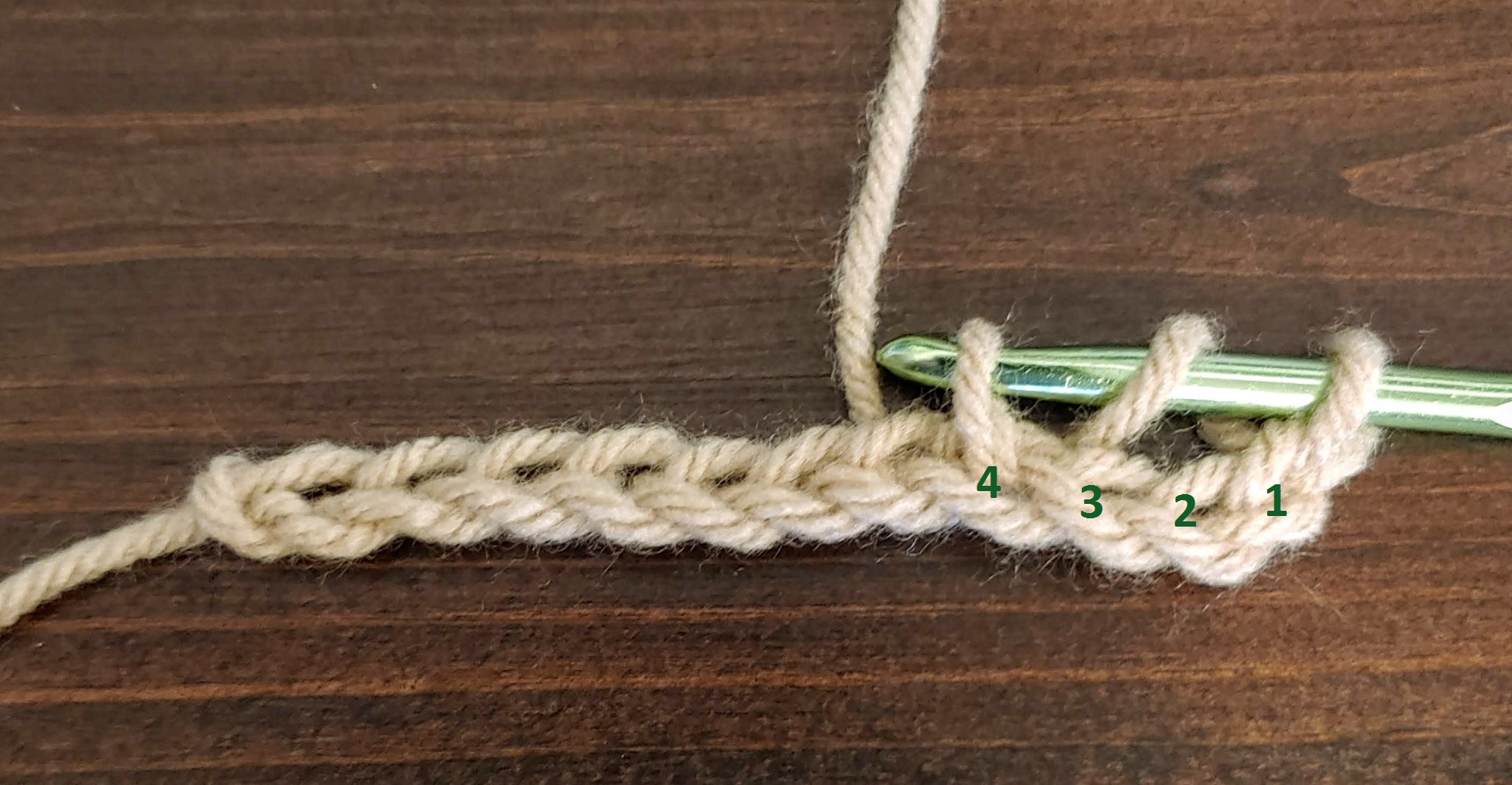 Starting the Second Row of Crochet: Working Into the Foundation Chain ...